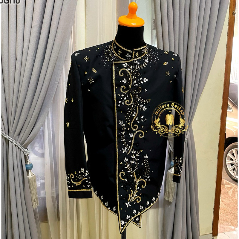 Jual Beskap Surjan premium/ Beskap pengantin hitam | Shopee Indonesia
