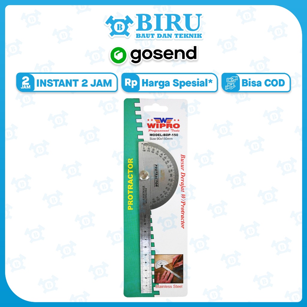 Jual WIPRO Busur Derajat 6 Inch BDP-150 Protractor Alat Ukur Sudut ...