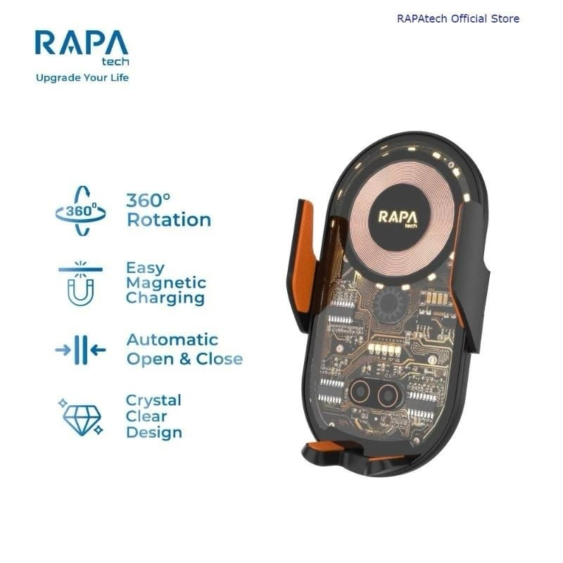 Jual RAPA TECH MH1011 DRIVE CRYSTAL WIRELESS CHARGING CAR HOLDER 2IN1 ...