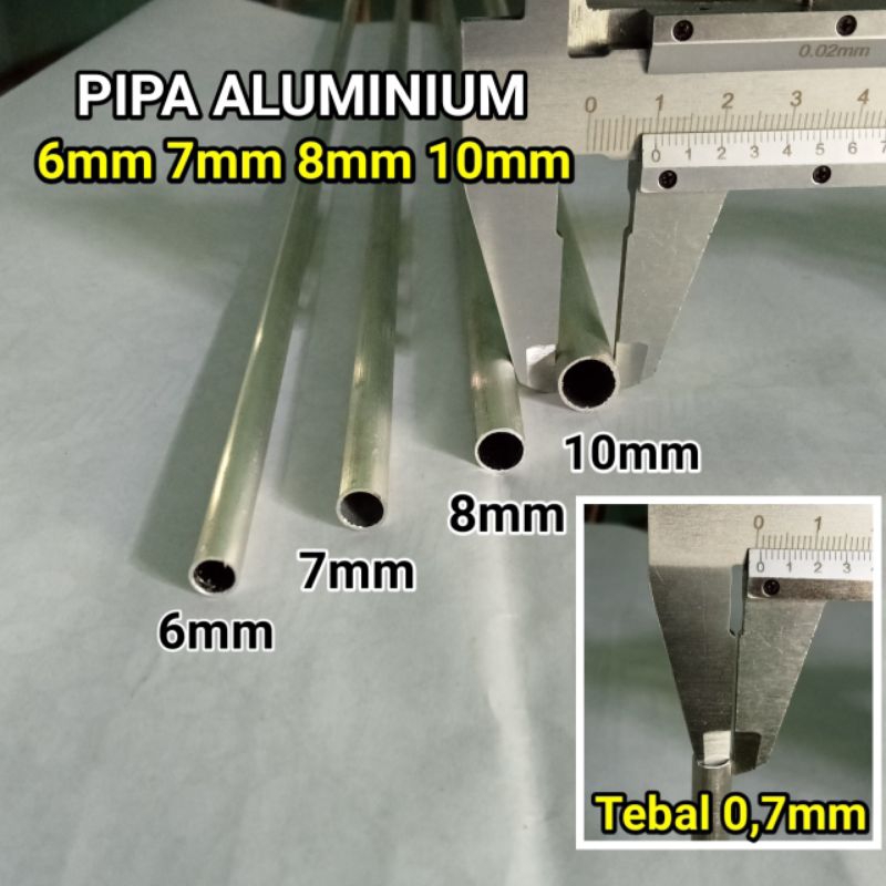 Jual PIPA ALUMINIUM 6mm, 7mm, 8mm, 10mm panjang 50 cm dan 1 meter,/pipa ...