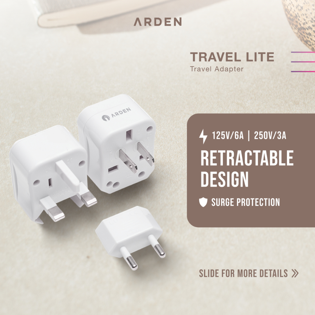 Jual ARDEN Travel Lite Adaptor Universal 125V/250V Retractable Design ...