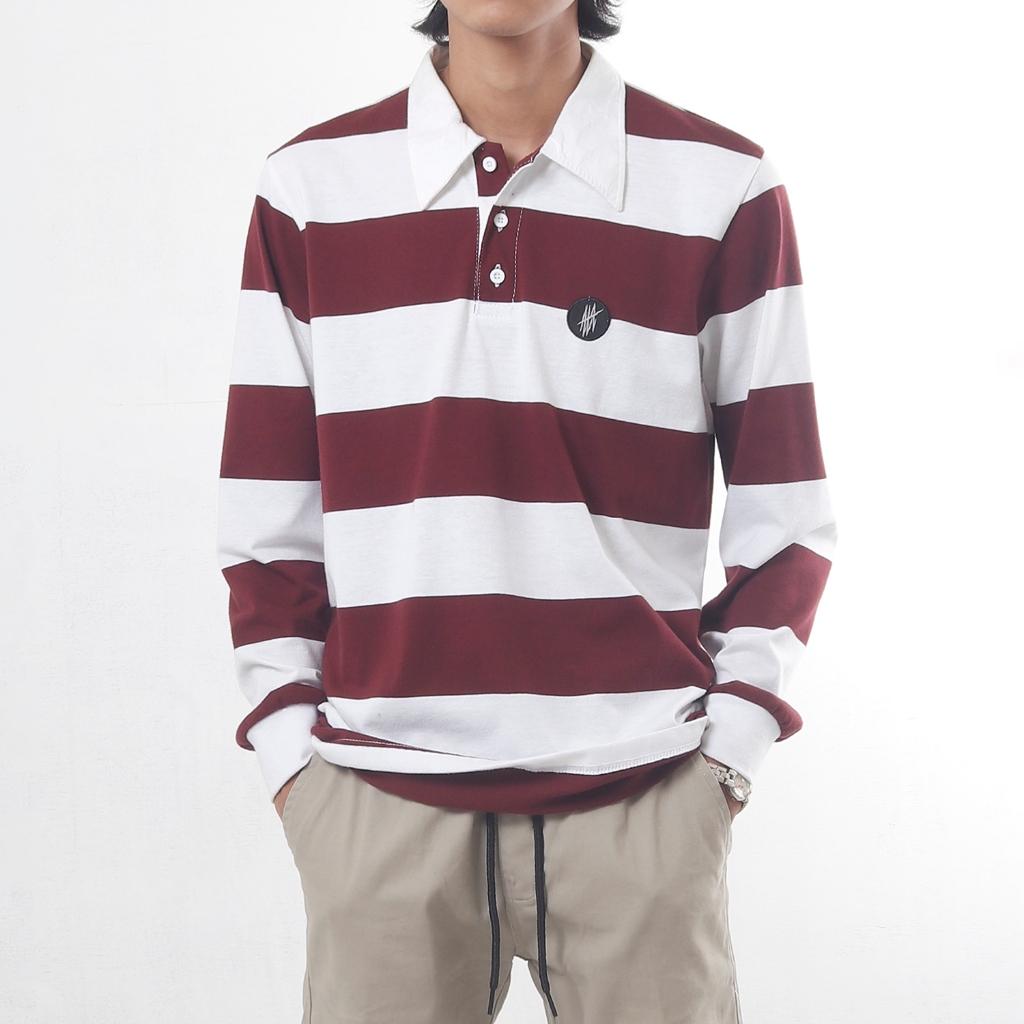 Jual MOTHERLINE RUGBY SHIRT POLO KAOS KERAH Pria Wanita Lengan Panjang ...