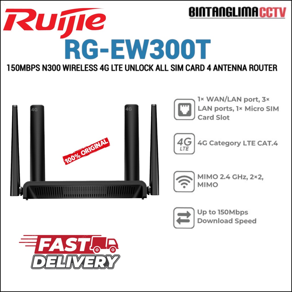 Jual RUIJIE REYEE RG-EW300T 150MBPS N300 WIRELESS 4G LTE UNLOCK ALL SIM ...