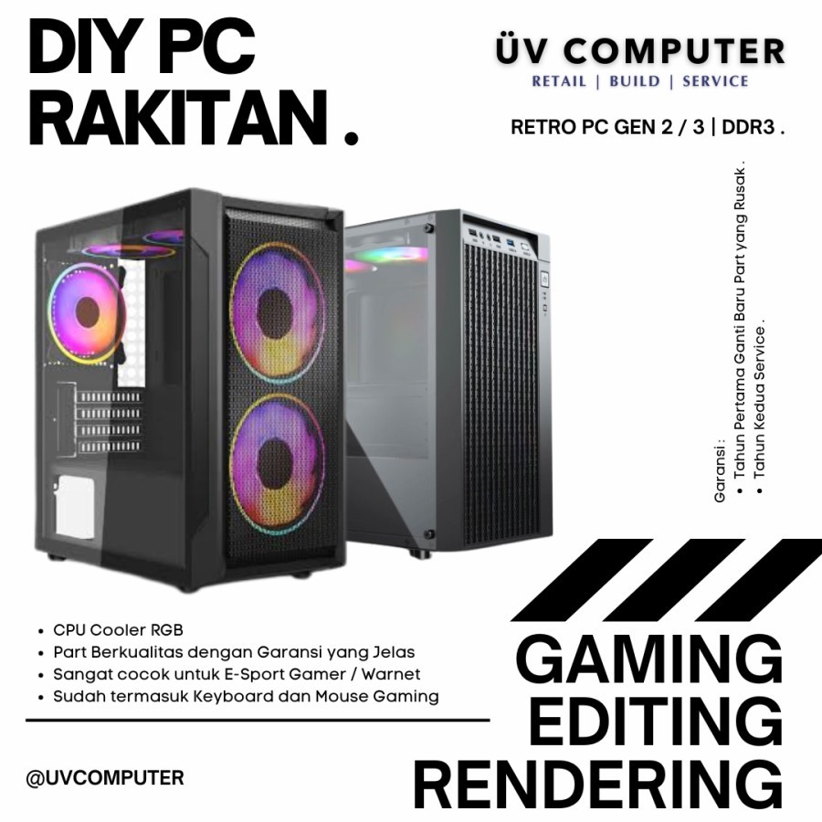Jual UV Computer RETRO PC Gaming Editing Render Emulator Intel Core i3 ...