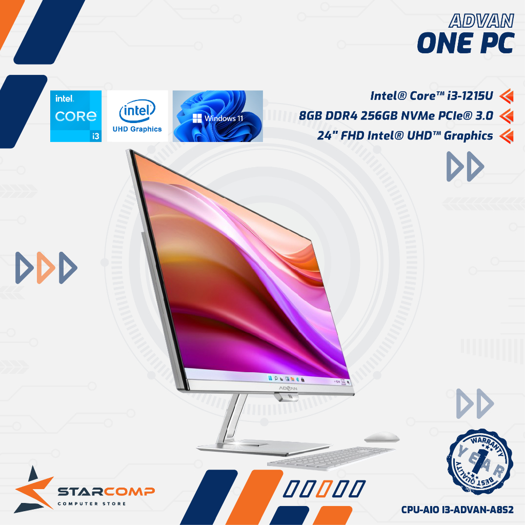 Jual Advan OnePC Intel Core i3-1215U 8GB 256GB 24" FHD Windows 11 All ...