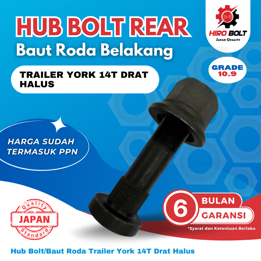 Jual Baut Roda Truck Trailer YORK Drat Halus - Lubang 10 - M22 x 102mm ...