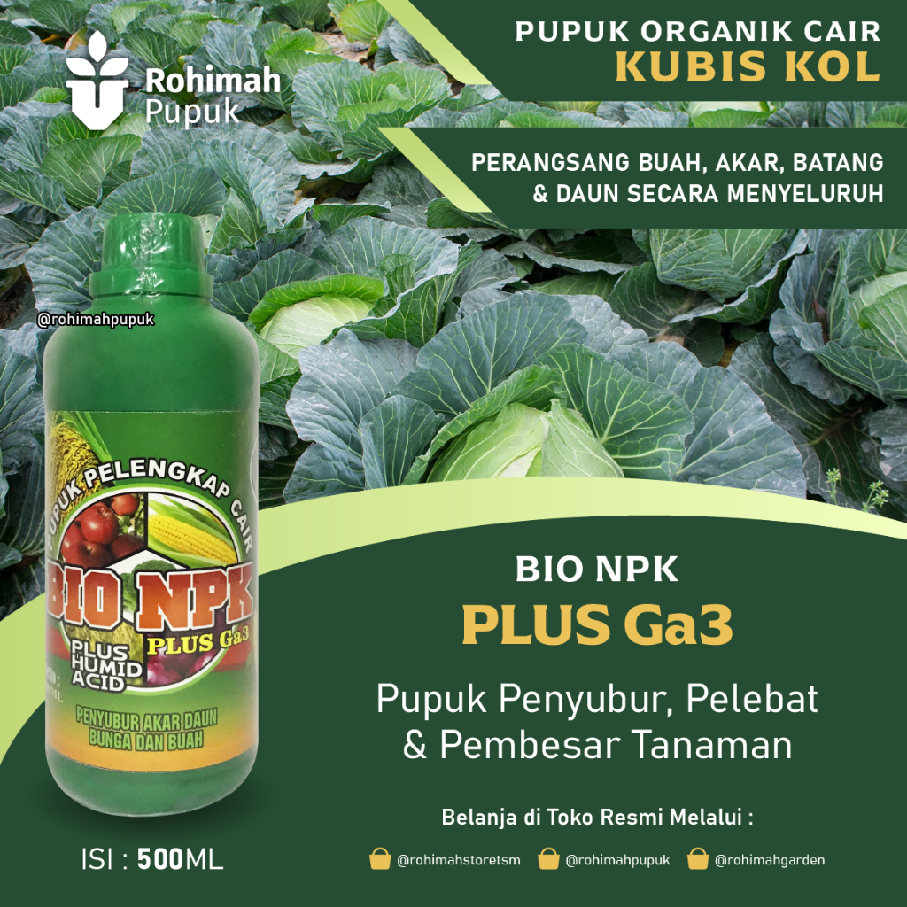 Jual pupuk pembesar buah kubis BIO NPK GAZA Plus Ga3 pupuk penyubur dan pelebat buah kubis atau ...