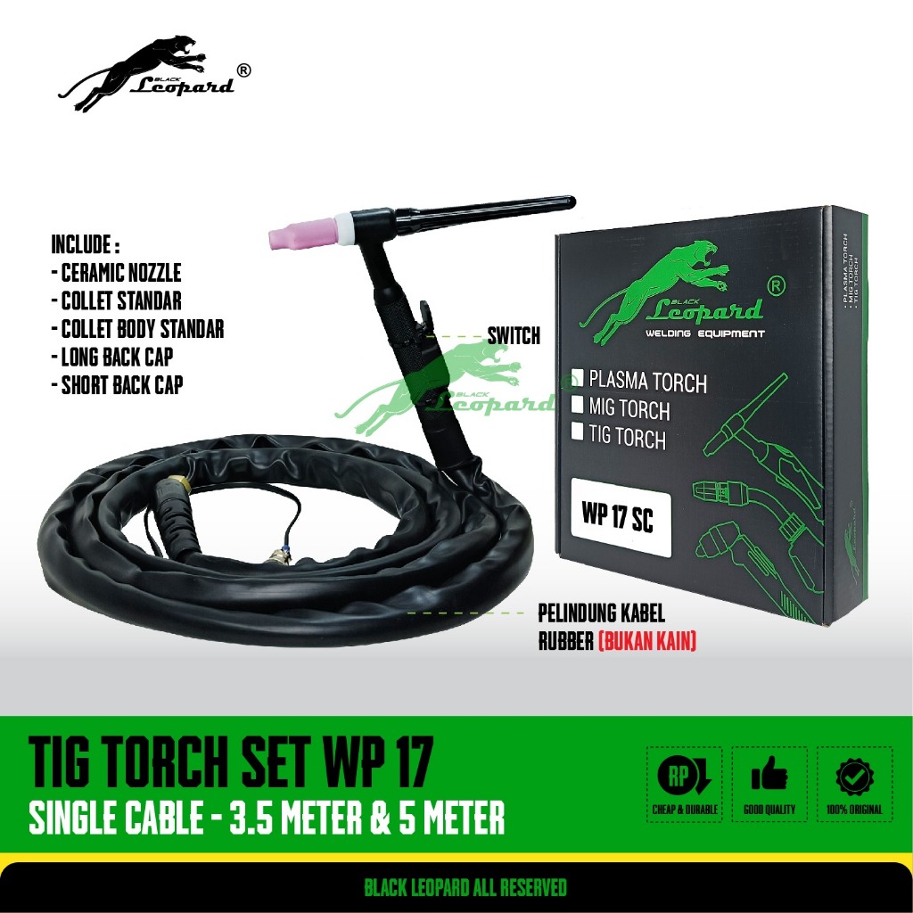 Jual Stang Argon Tig Torch WP 17 Single Cable For TIG Sistem 3.5m dan ...
