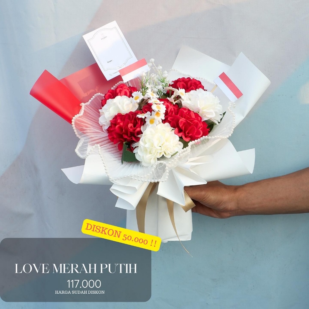 Jual [READY] BUKET BUNGA KEMERDEKAAN LOVE MERAH PUTIH / BUKET BUNGA ...