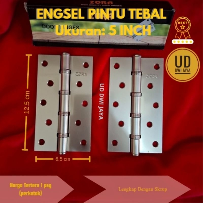 Jual [ZORA] Engsel 5 inch / Engsel Pintu Rumah 5" / Engsel Tebal Ukuran ...