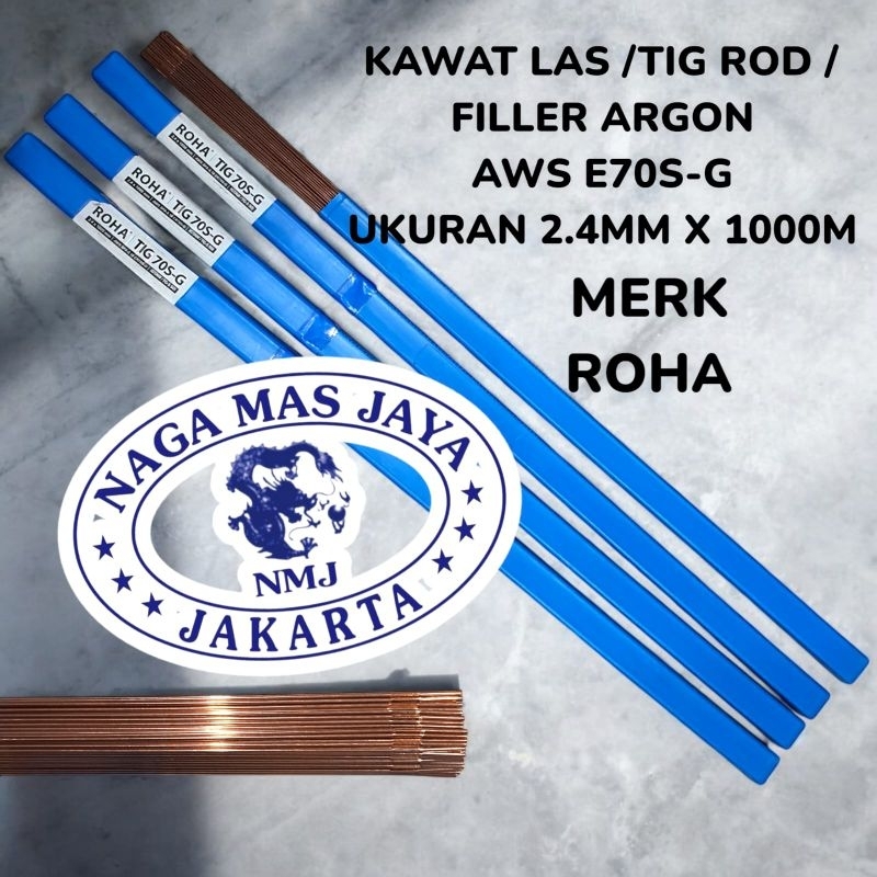 Jual ROHA KAWAT LAS ARGON TGS50 ER70S-G 2.4MM / TIG ROD LAS ARGON 2.4 MM TG-S 50 MERK ROHA ...