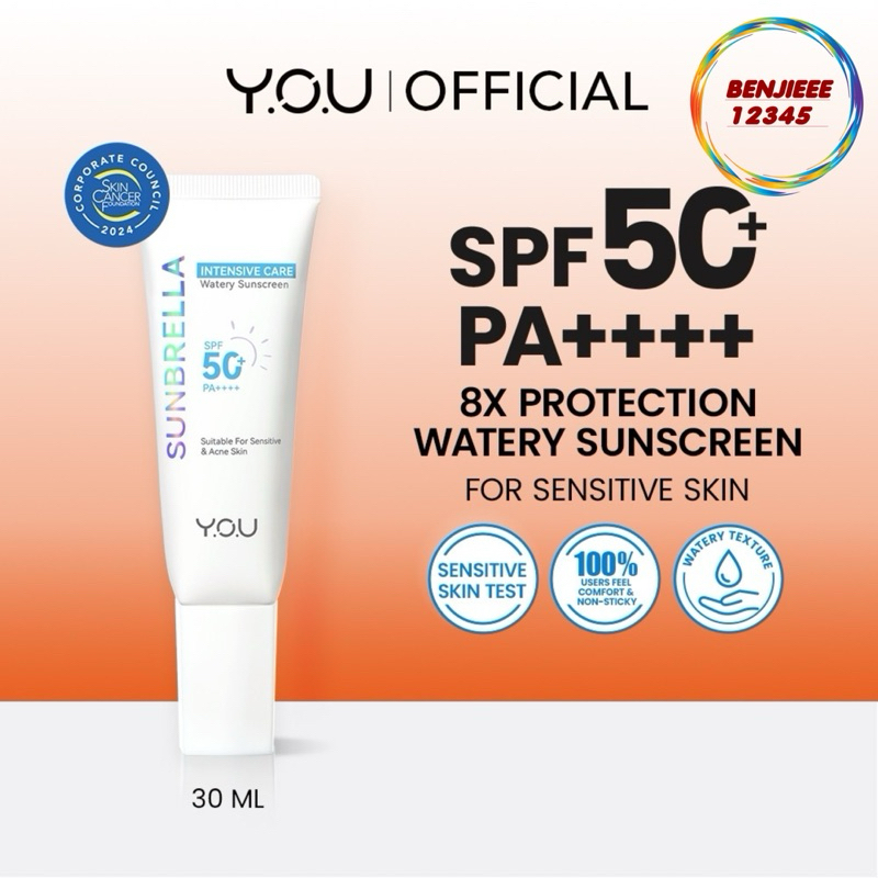 Jual YOU Sunbrella Intensive Care Watery Sunscreen SPF50+ PA++++ Tabir ...