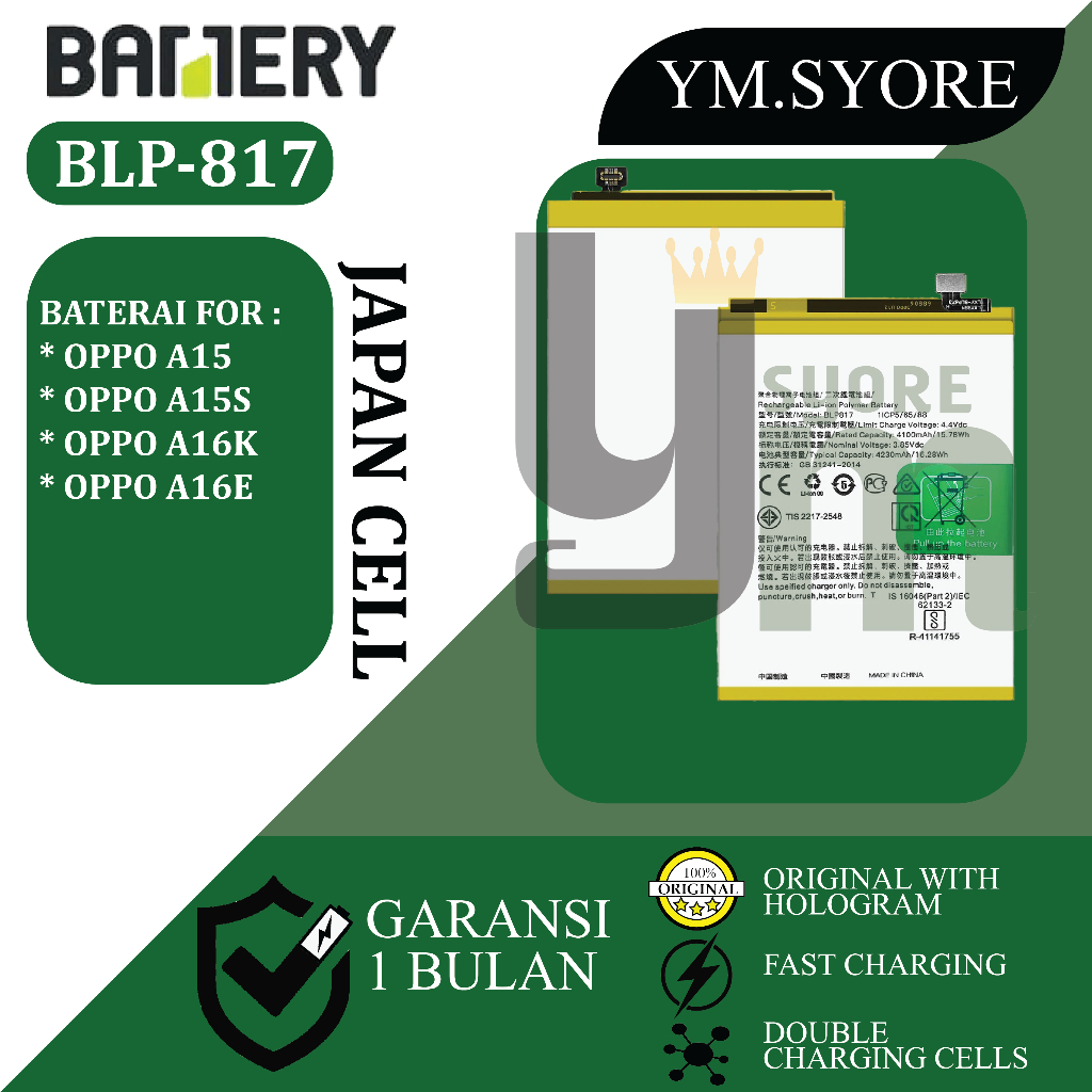 Jual BATERAI OPPO A15 / A15S BLP817 ORIGINAL | Shopee Indonesia