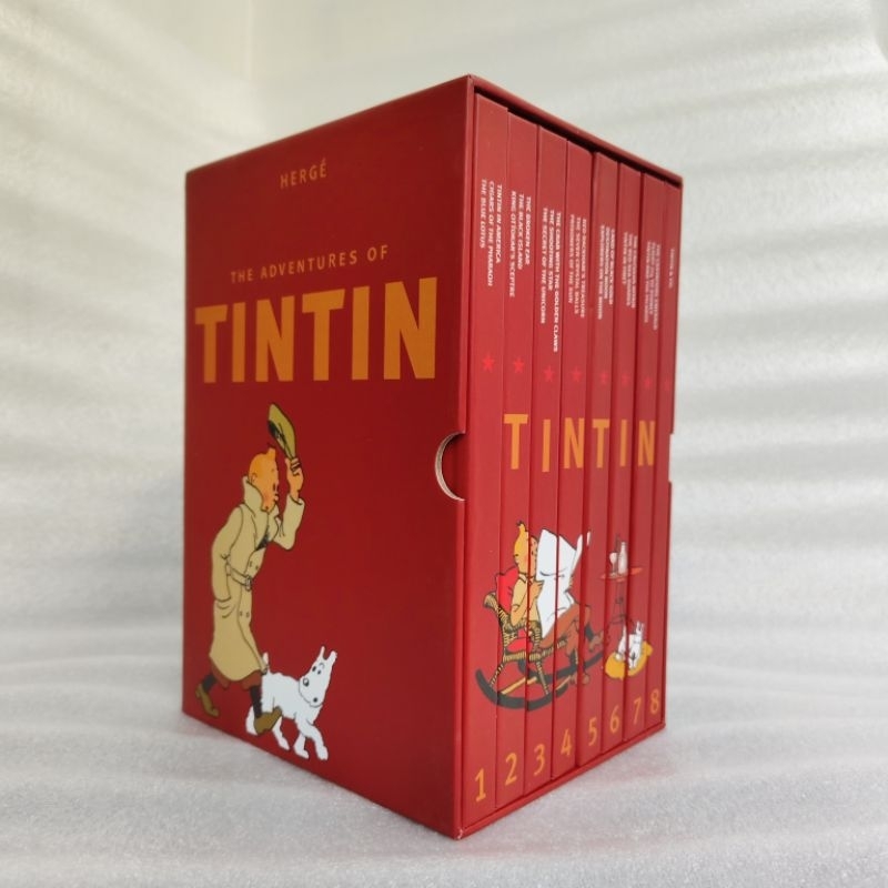 Jual Tintin buku komik box set The Adventures of tintin 8 buku gift box ...