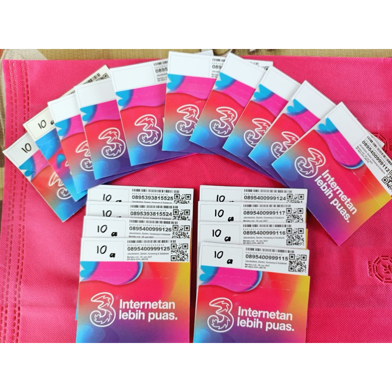 Jual Kartu Perdana Kuota Tri Three 4GB+4GB+1,5GB Sudah ON masa aktif kuota 30hari | Shopee Indonesia