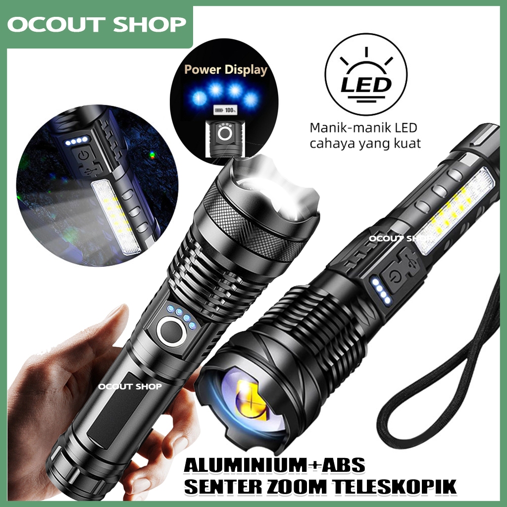 Jual Senter Swat Police Terbaik / zoom 7 mode cahaya senter/Senter Led Rechargeable /Senter led ...