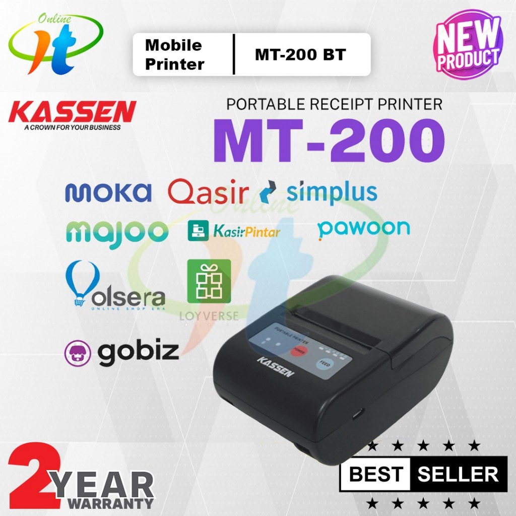 Jual Kassen MT200 Mini Mobile Printer Bluetooth 58mm Portable MT 200 MT 200 RPP02N Cetak Struk ...