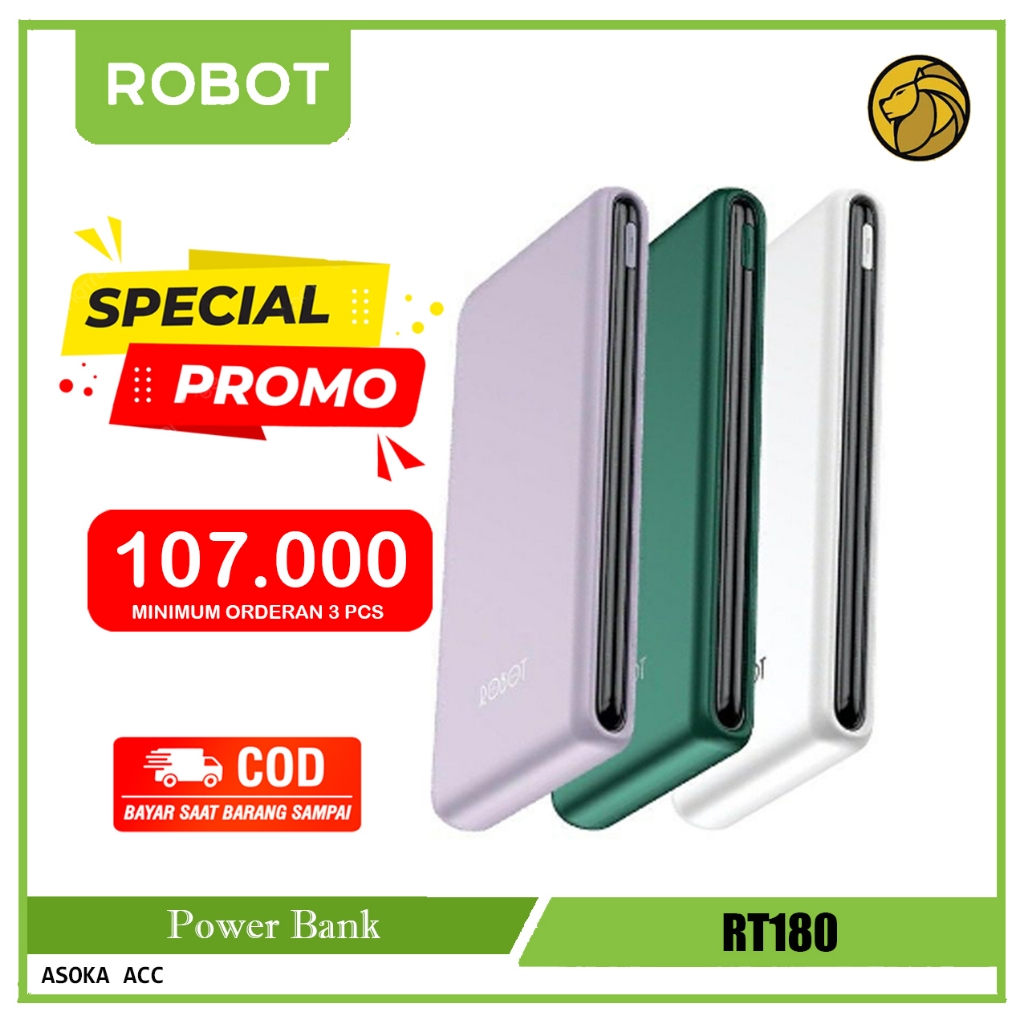 Jual Power Bank Robot RT180 10000 mAh Dual Port Type C & Micro | Shopee ...