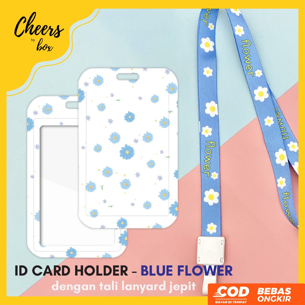 Jual (N008) NAME TAG KARAKTER BLUE FLOWER / BUNGA DENGAN TALI GANTUNGAN ...