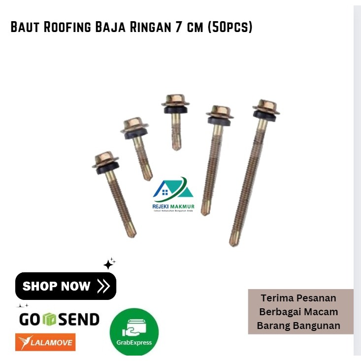 Jual Baut Roofing Baja Ringan 7 cm (50pcs) | Shopee Indonesia