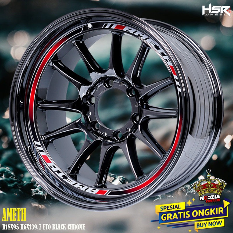 Jual Velg Mobil Pajero Fortuner Warna Black Chrome Ring 18 HSR Type Ameth Pelek Racing Lubang 6 ...