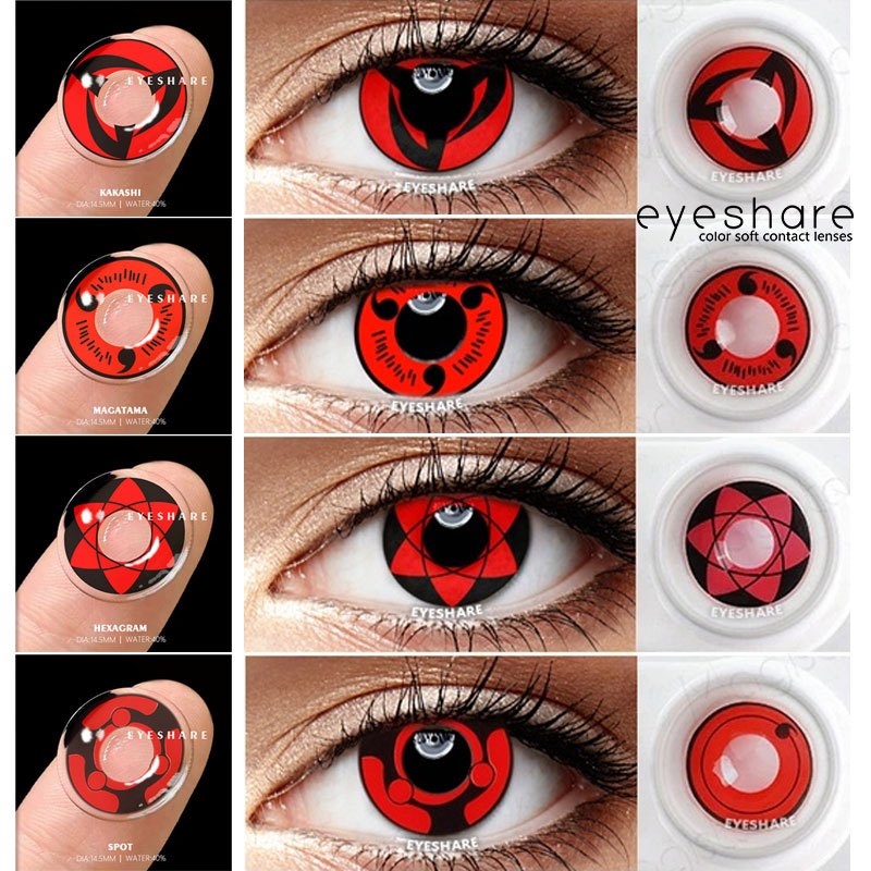 Jual Eyeshare Softlens Cosplay 14.5mm Soflen Kakashi Red Lensa Kontak ...