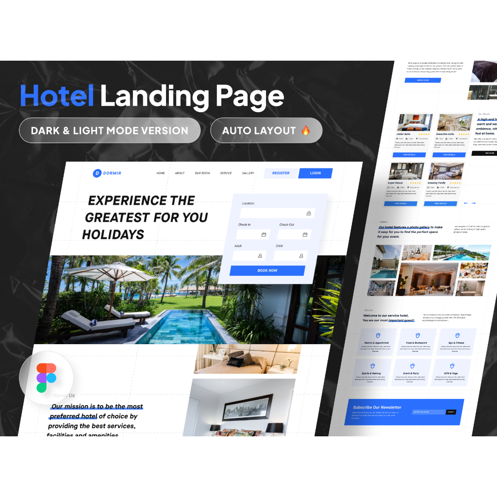 Jual Template Figma - Luxury Hotel Booking Landing Page UI Kit Design - Tanpa Ongkir - 039 ...
