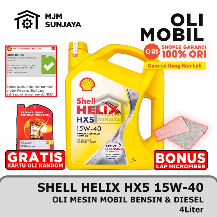 Jual Oli Mesin Shell Helix HX5 SAE 15W-40 4 Liter SCAN BARCODE Bensin ...