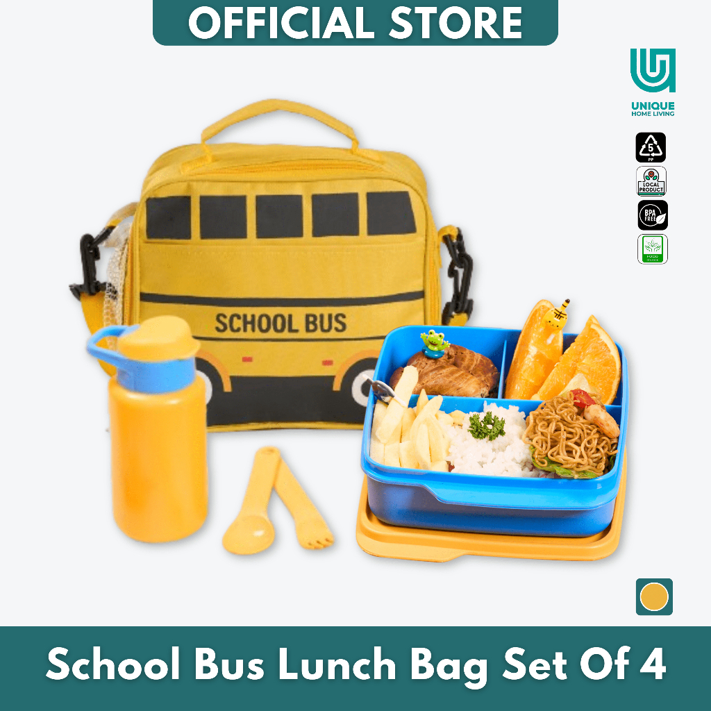Jual Unique School Bus Lunch Bag set of 4 pcs | Shopee Indonesia