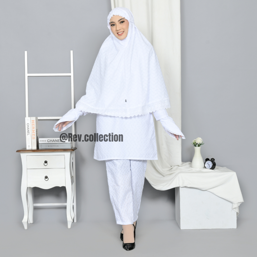 Jual Baju Umroh Wanita Setelan Lengkap Baju Ihram Wanita Putih Full ...