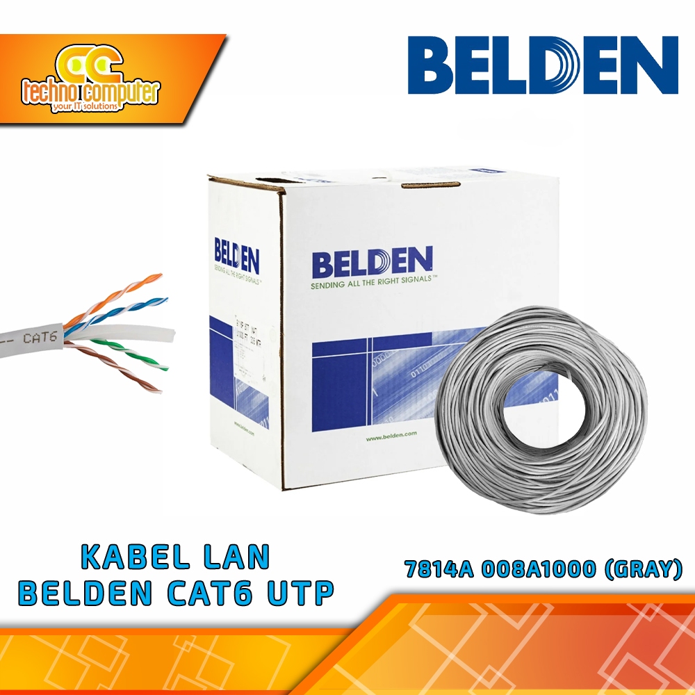 Jual Kabel UTP BELDEN CAT6 Non Plenum 7814A 008 (GRY) - 1 ROLL | Shopee Indonesia