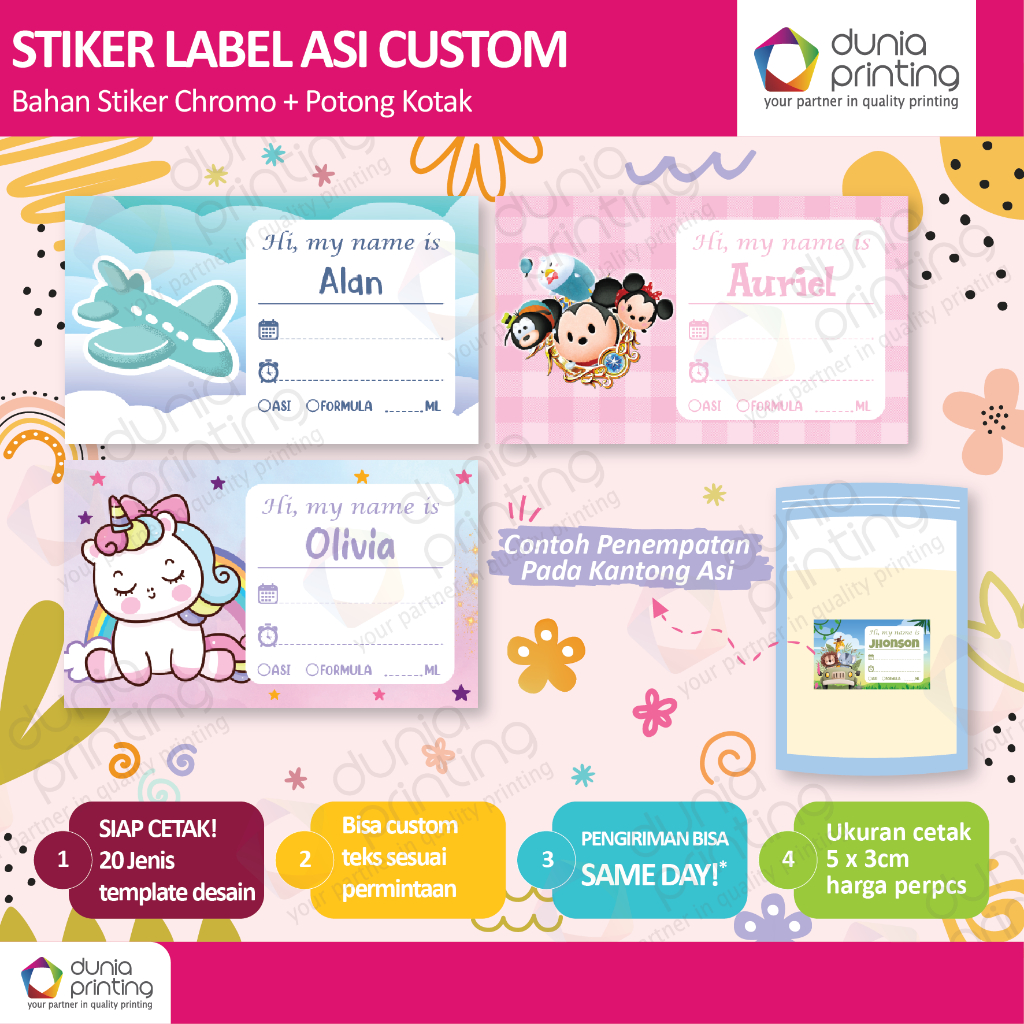 Jual Cetak stiker ASI / ASIP / Label Nama ASI / Stiker Botol Asi ...