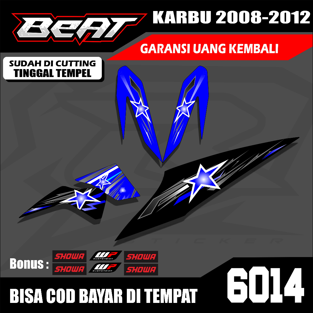 Jual STRIPING VARIASI HONDA BEAT KARBU MOTIF LIVERY STAR STIKER - Honda ...