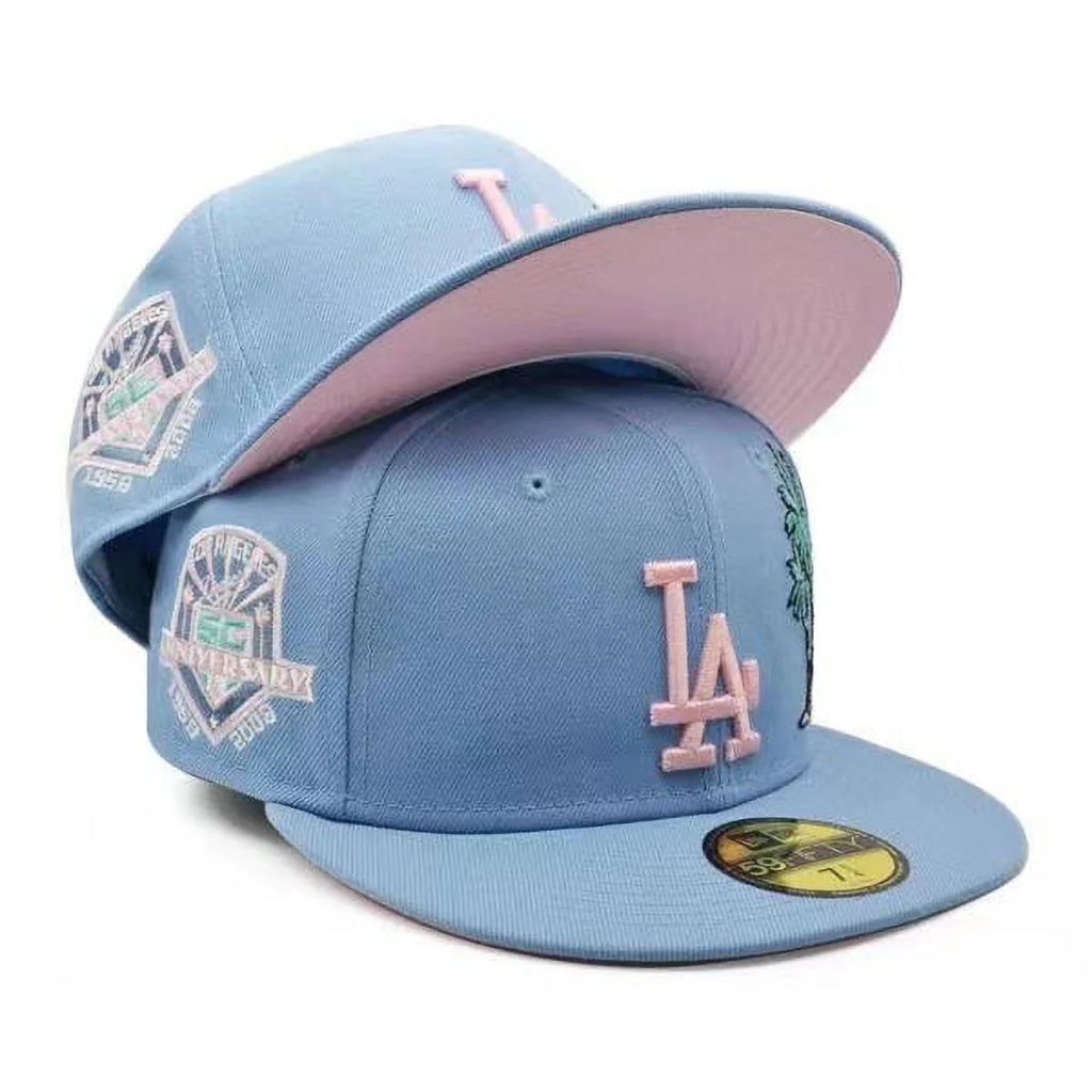 Jual Topi LA Los Angeles Dodgers Fitted Blue Pink Anniversary Logo ...
