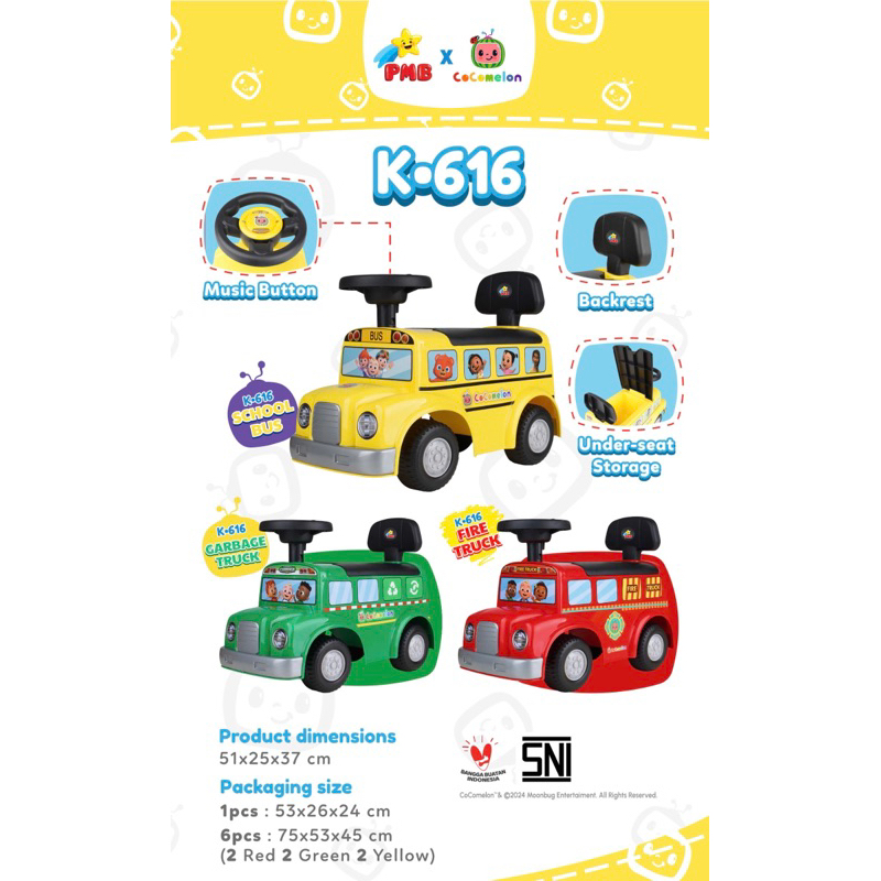 Jual Mainan Mobil Dorong Anak Toys Ride on Car PMB JIMBO K-617 K617 ...