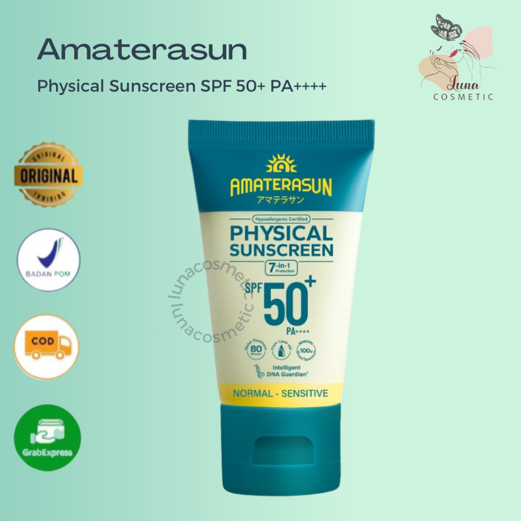 Jual AMATERASUN [REAL SPF Certified] Physical Sunscreen SPF 50+ PA++++ | Shopee Indonesia