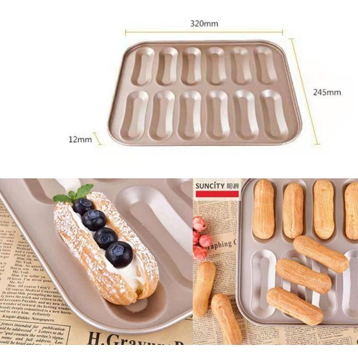 Jual Loyang Kue Suncity YC80177 Tray Eclair Bake Pan 12 Cup Puff Tray ...