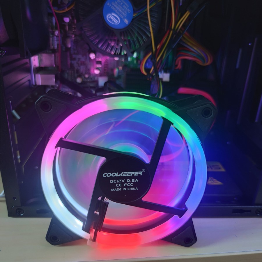 Jual Fan Casing 12CM RGB LED Rainbow Konektor Molex Kipas Case + Baut ...