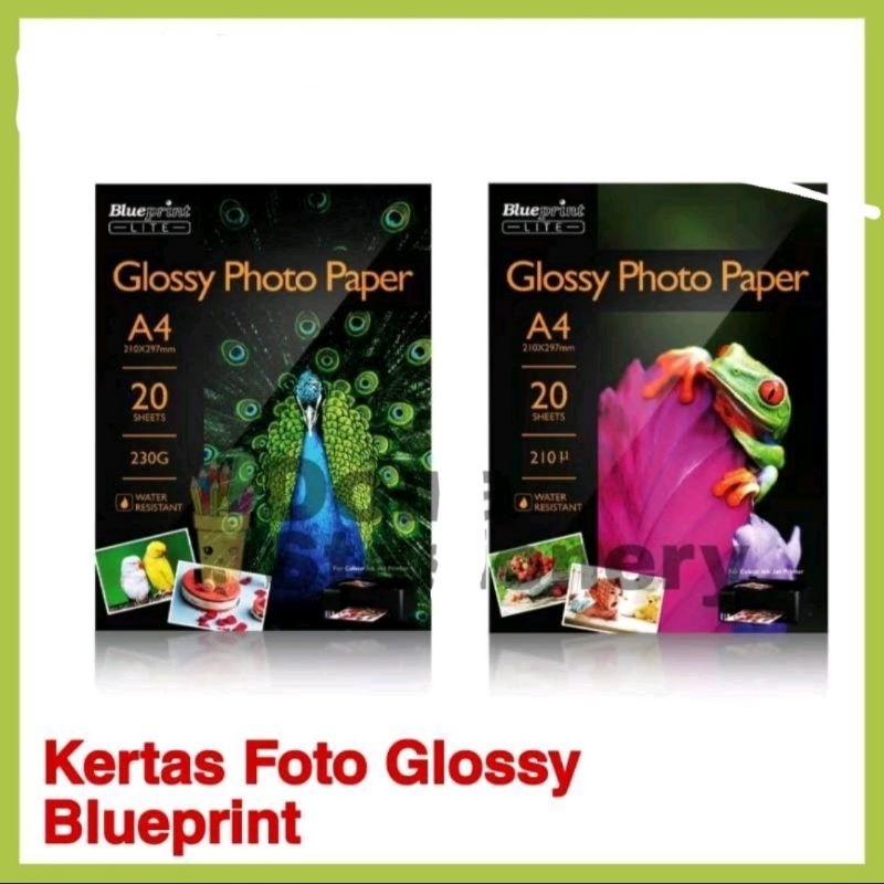 Jual Kertas Foto Glossy Blueprint LITE A4 210 | Kertas Foto Glossy ...