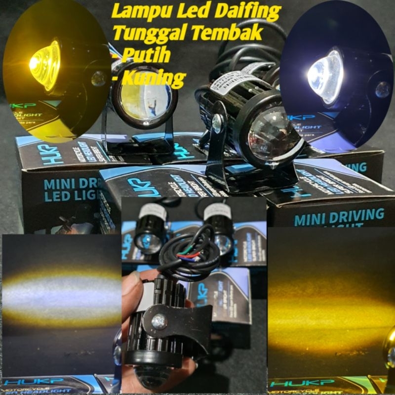 Jual Lampu Led Bulat Daifing Tunggal & Double Mata Elang Tembak Putih / Kuning HUKP Universal ...