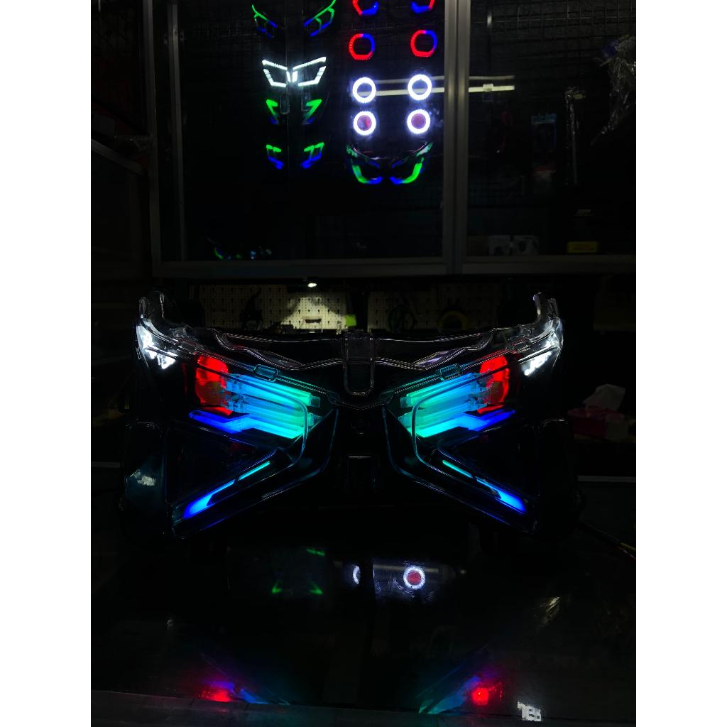 Jual Headlamp Biled New Xmax hexaframe 5D RGB Apps sein running slim ...