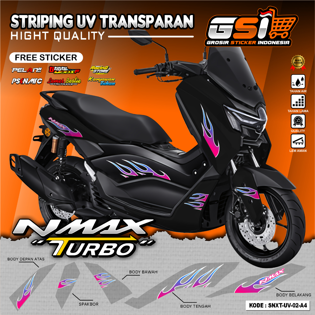Jual Striping Stiker Transparan NMAX 155 Turbo Desain Flame Racing ...