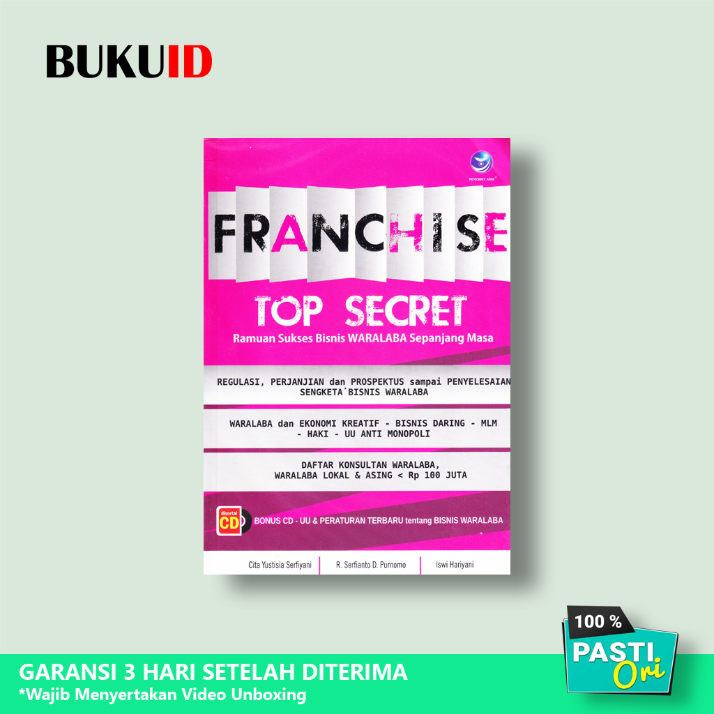 Jual Buku Franchise Top Secret Ramuan Sukses Bisnis Waralaba Sepanjang Masa - Cita Yustisia ...