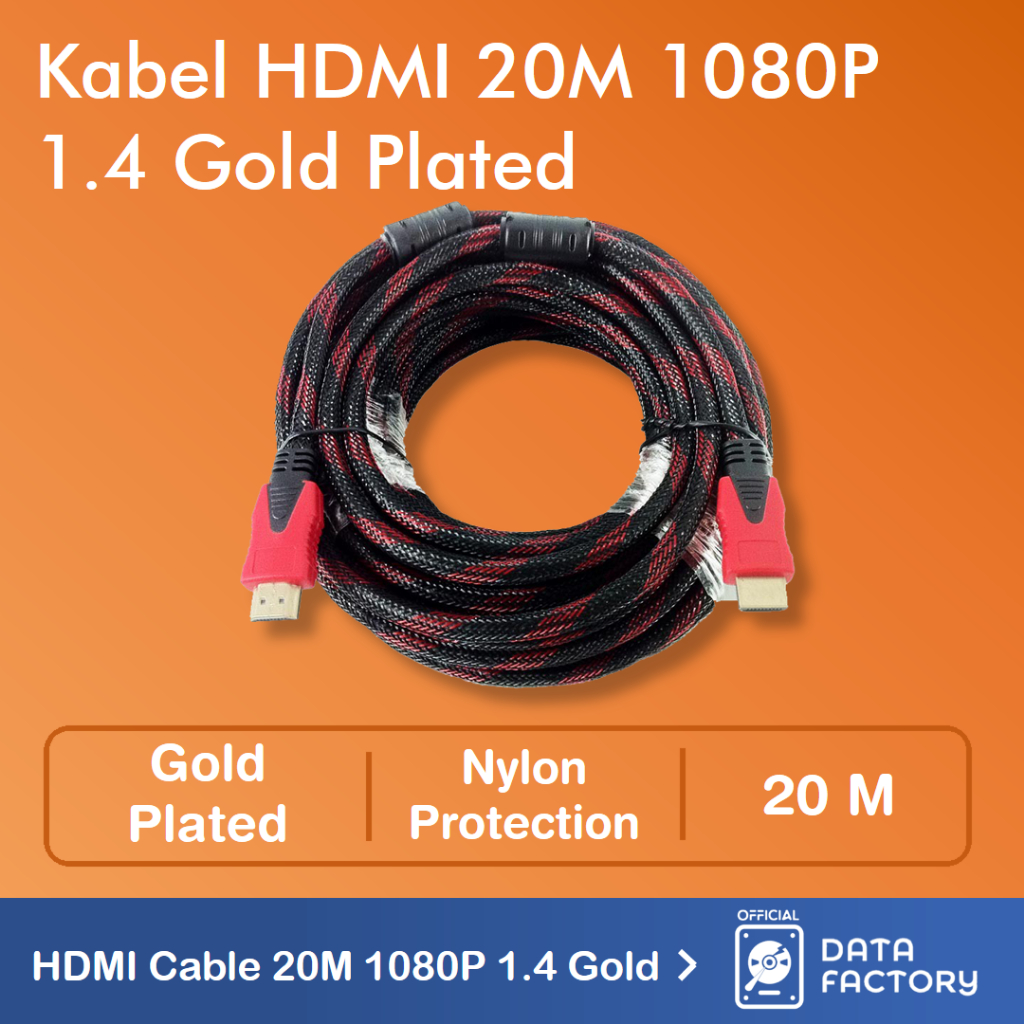 Jual KABEL HDMI 20M SERAT JARING HDMI TO HDMI 1080P CABLE 20METER 3D ...