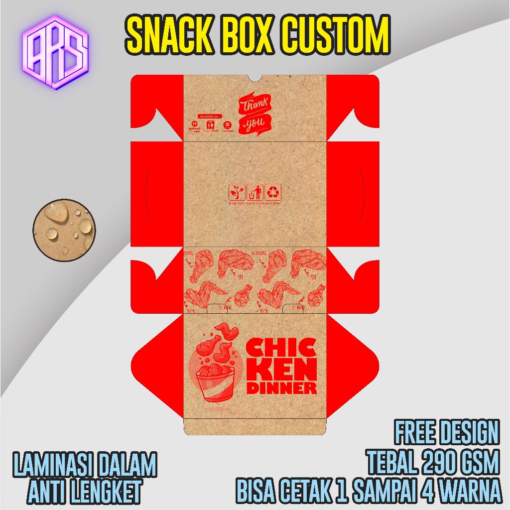 Jual Dus snack Box Custom Kotak Kue Kotak Fried Chicken Singkong Keju ...