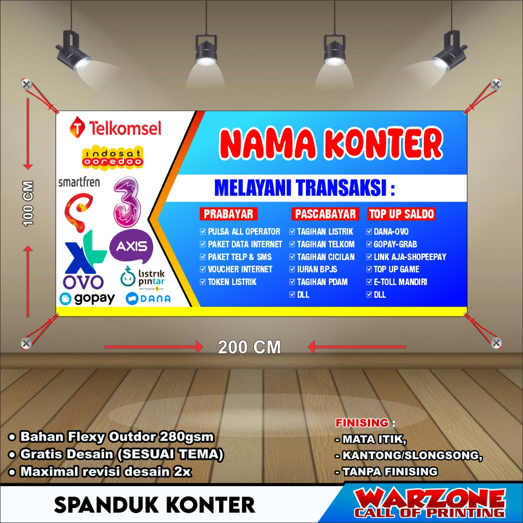 Jual SPANDUK/MMT/BANNER KONTER CELL 200x100. BISA CUSTOM DESAIN ...