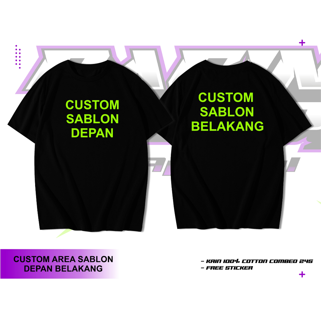 Jual Kaos Sablon CUSTOM Desain Sendiri Satuan Gambar Foto Logo Nama Kata Kata Tulisan(WAJIB DM ...