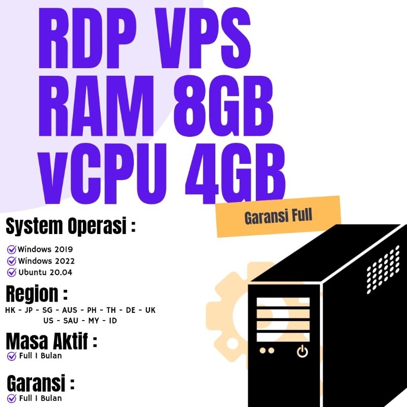 Jual RDP & VPS RAM 8GB vCPU 4GB MURAH (PROMO) | Shopee Indonesia