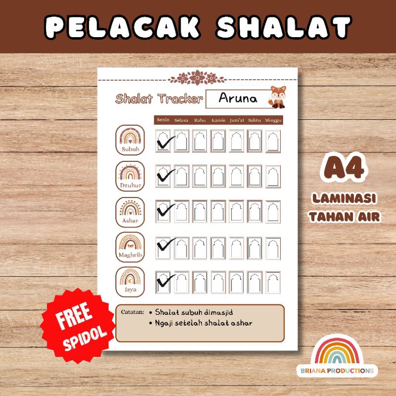 Jual SHALAT TRACKER | PELACAK IBADAH UNTUK ANAK | REWARD CHART | DAILY ...