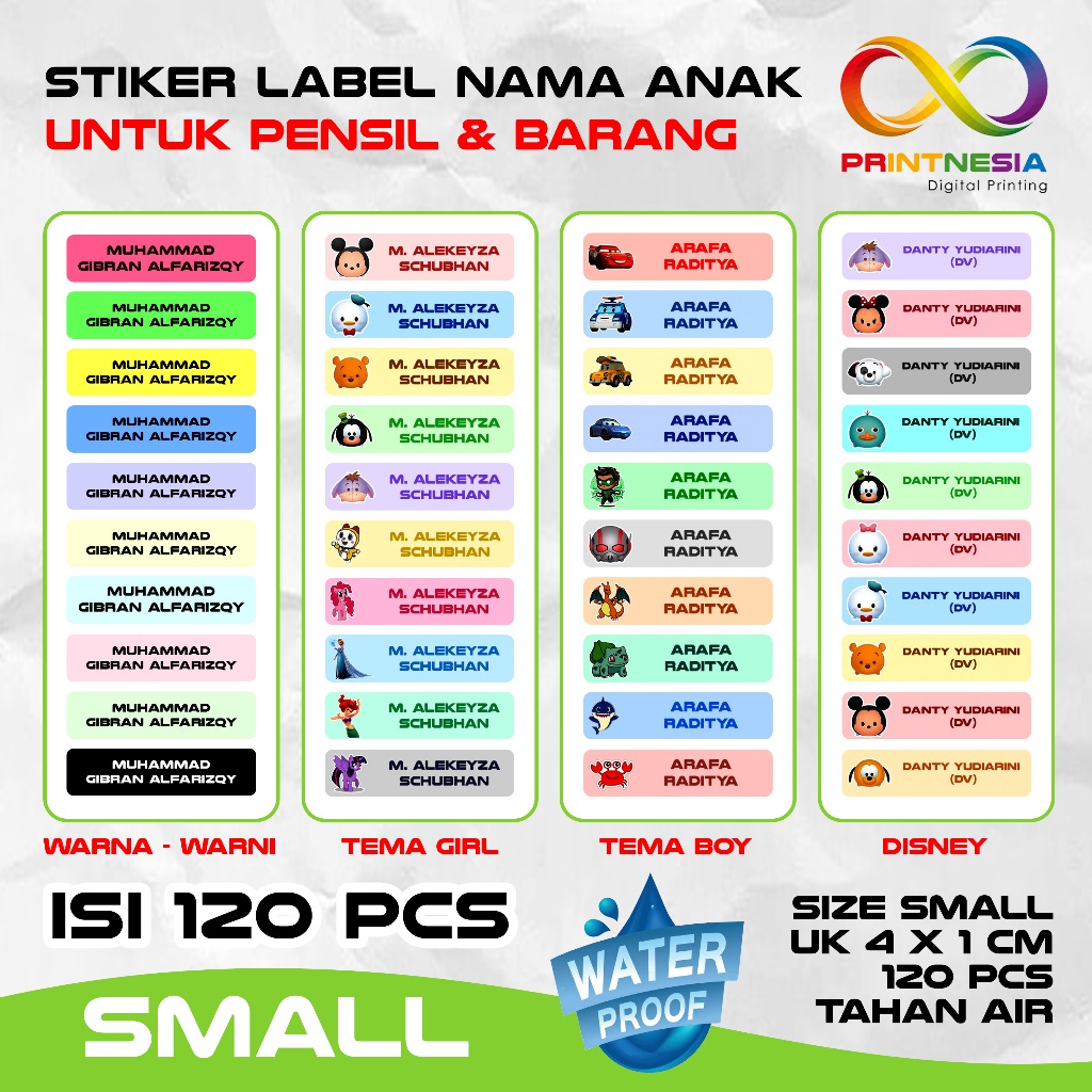 Jual Stiker Label Pensil Nama Anak Custom Ukuran Small - Stiker Pensil ...